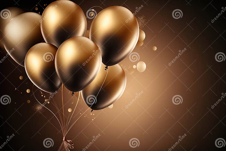 Shimmering Gold Balloons on a Solid Background with Lots of Negative ...