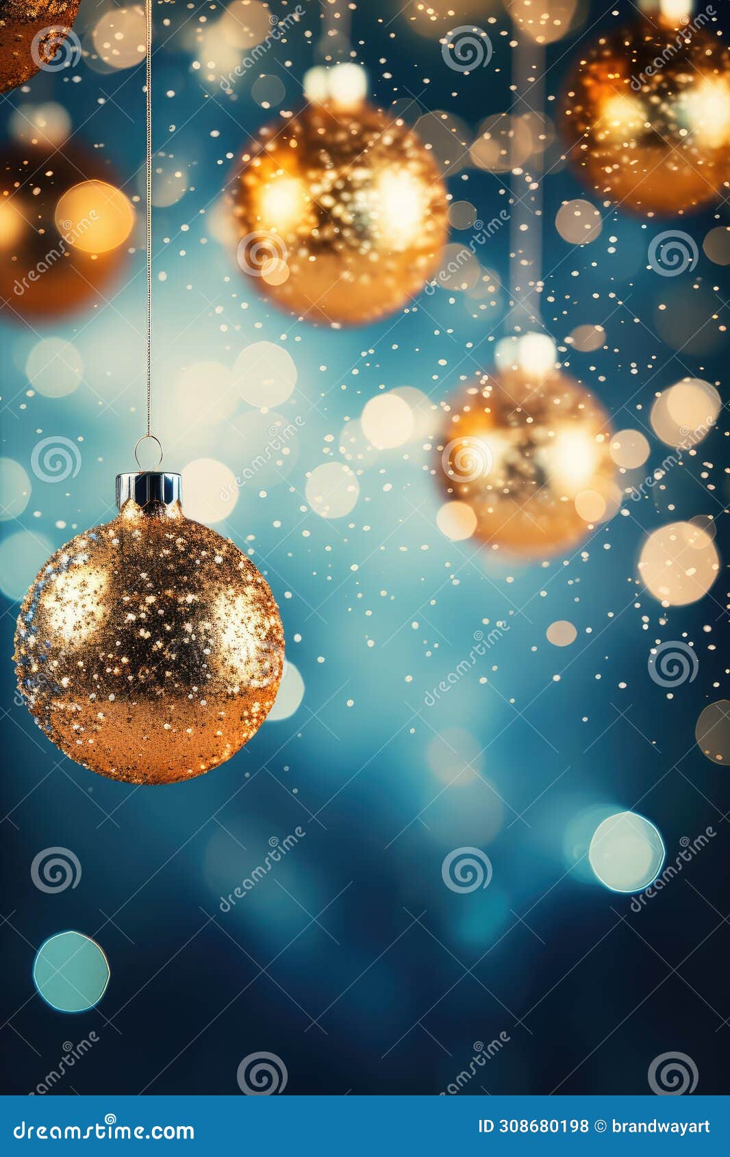 Shimmering Gold Ornaments Hanging on String Stock Illustration ...