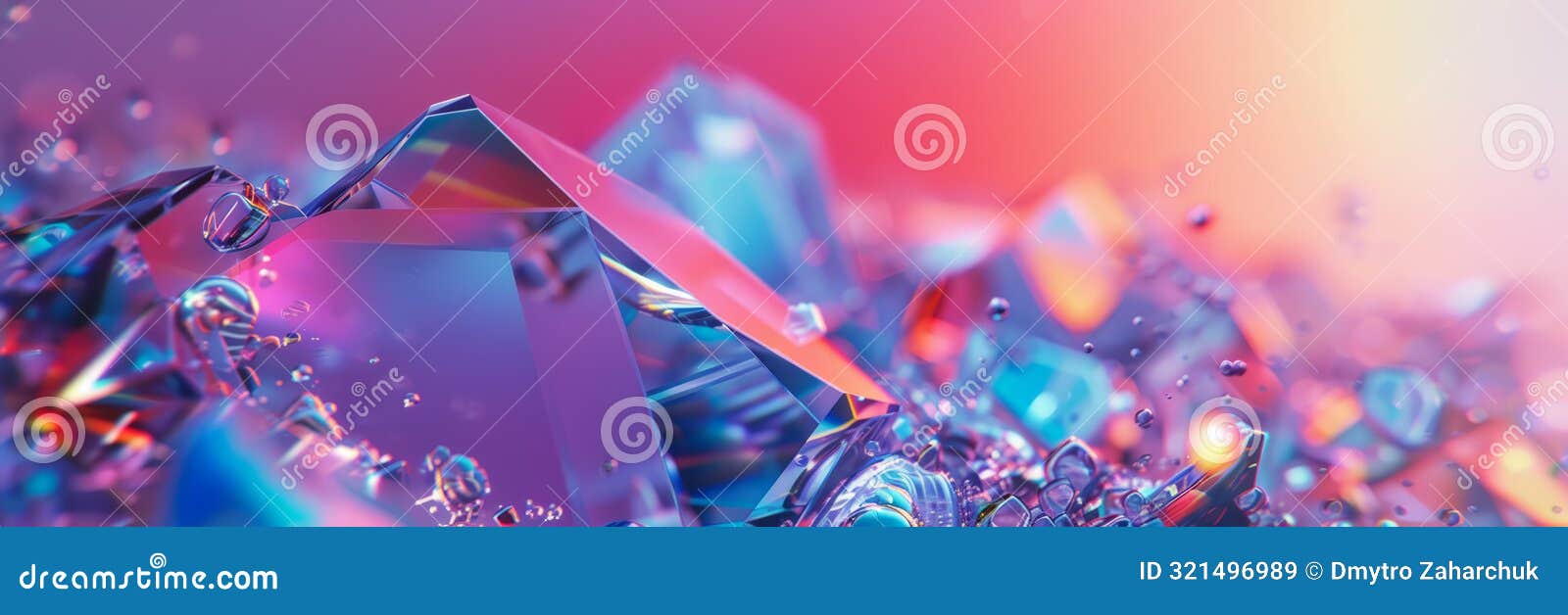 Shimmering Holographic Shapes with Iridescent Gradients, Floating in a ...