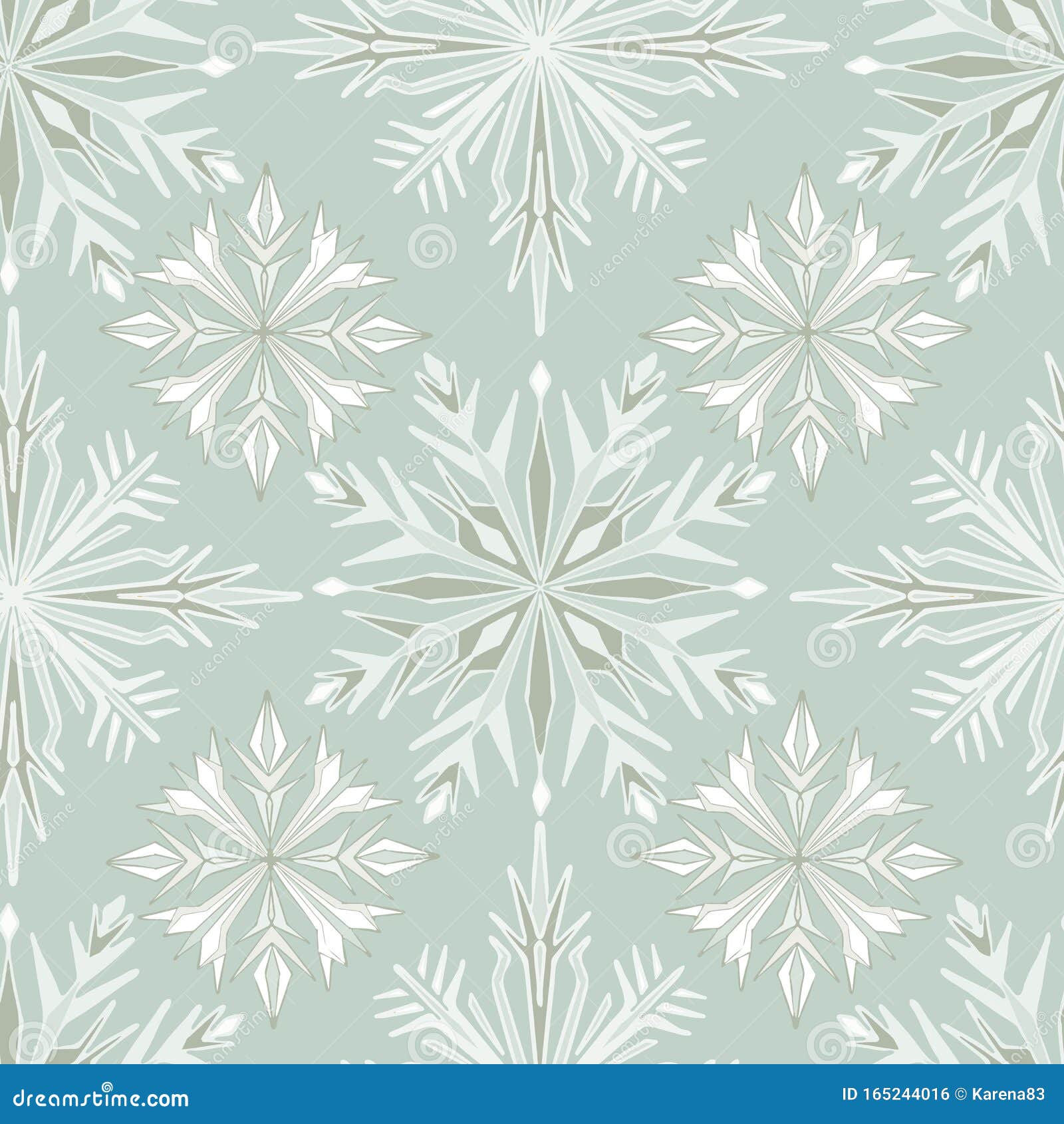 Shimmering Mint Green Snowflakes Repeat Seamless Pattern Vector Print ...
