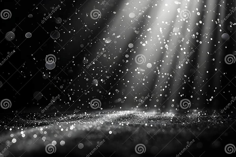 Shimmering Monochrome Light Cascade with Confetti. Concept Monochrome ...