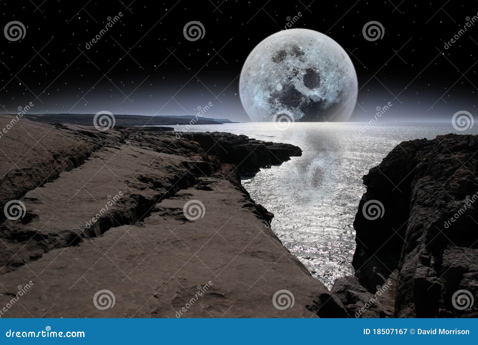 Shimmering Moon in Rocky Burren Landscape Stock Image - Image of ...