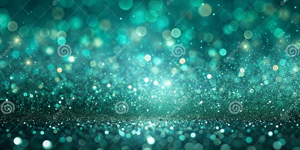 Shimmering Particles on a Solid Teal Green Background Creative AI Stock ...