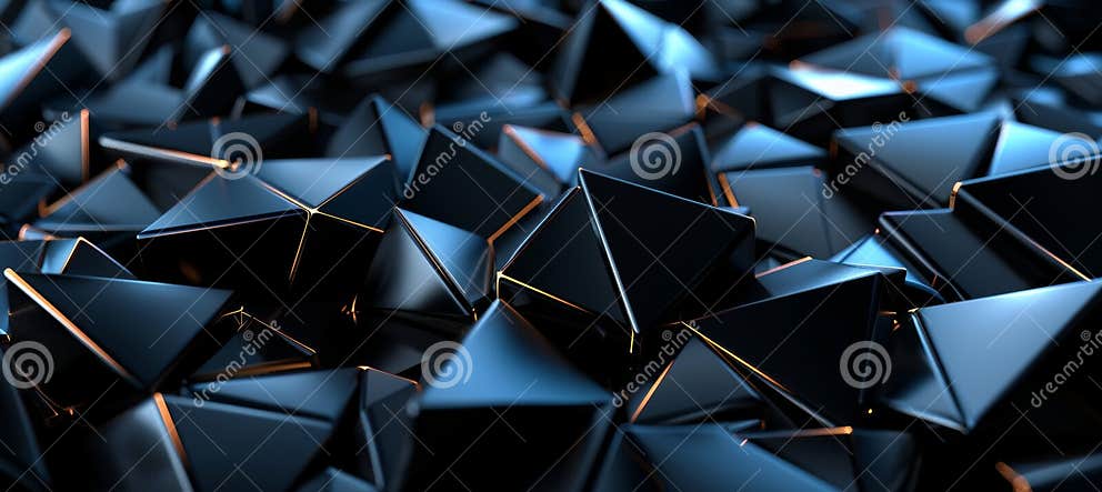 Shimmering Pixel Triangles on Deep Blue Gradient Mesmerizing Geometric ...