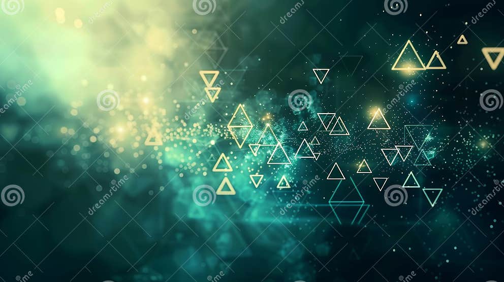 Shimmering Pixel Triangles in Geometric Pattern on Deep Blue Gradient ...