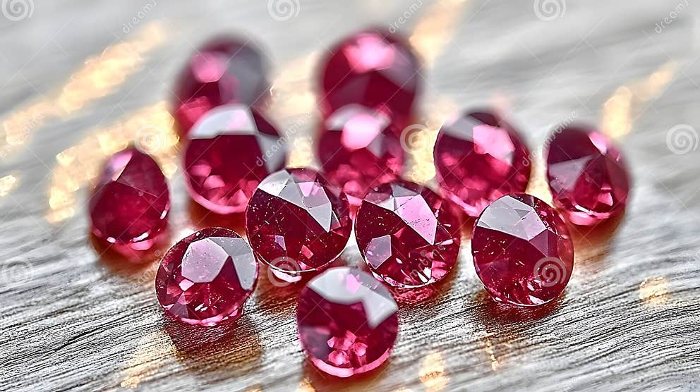Shimmering Red Gemstones on Textured Surface Stock Illustration ...