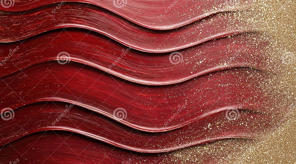 Shimmering Red and Gold Abstract Waves Stock Illustration ...