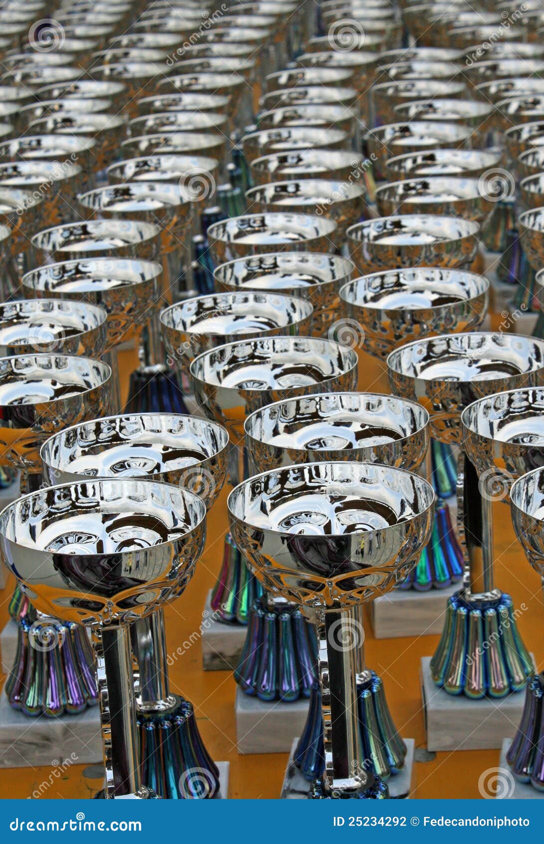Shimmering Silver Cups To the Winners of the Contests Awards Stock ...