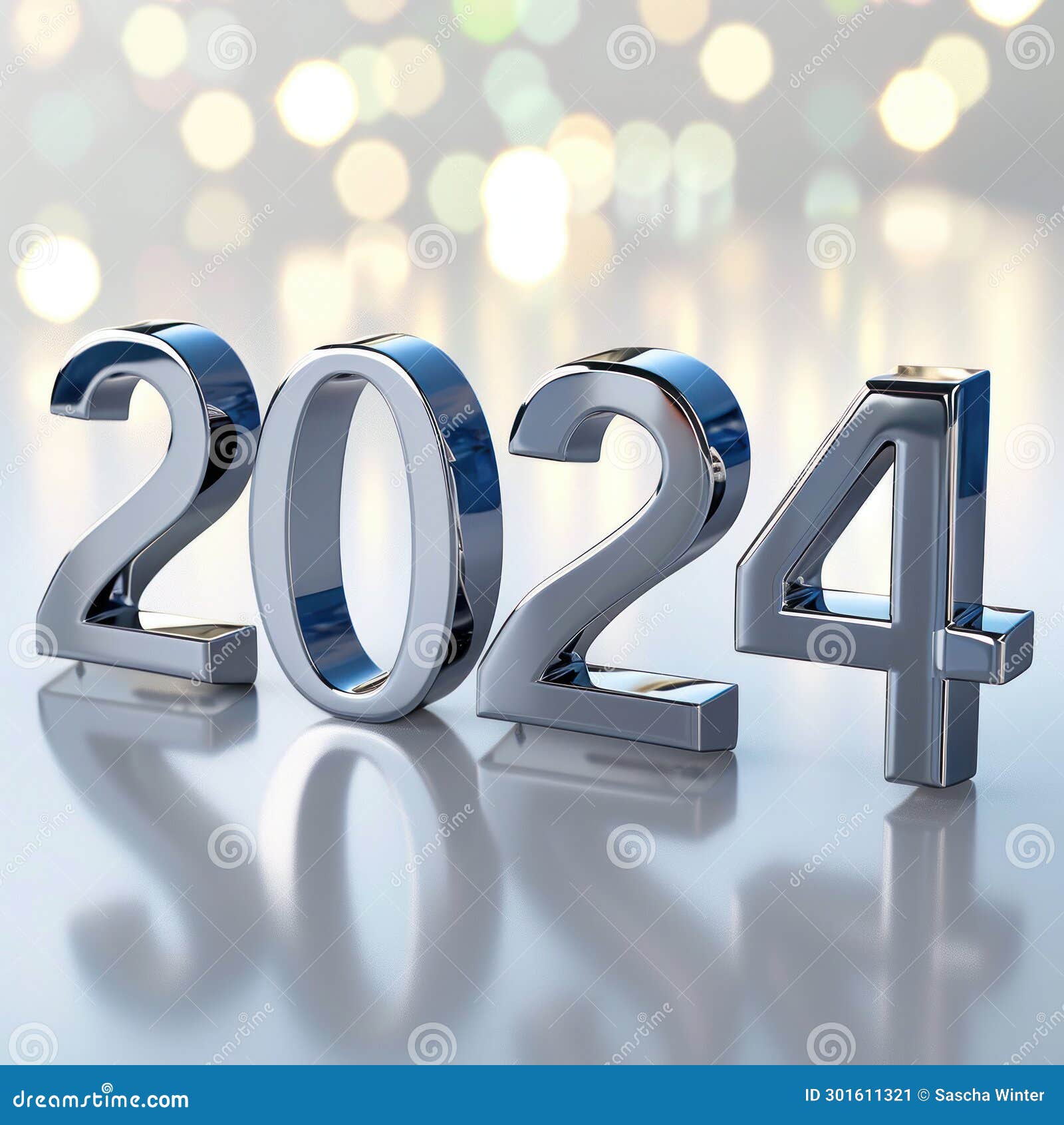 Shimmering 2024: Silver Elegance in Radiant Glow Stock Illustration ...