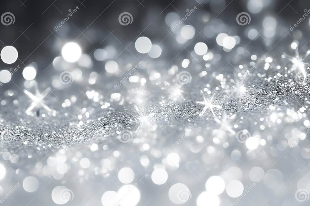 Shimmering Silver Starry Night Celestial Magic in a Silver Background ...