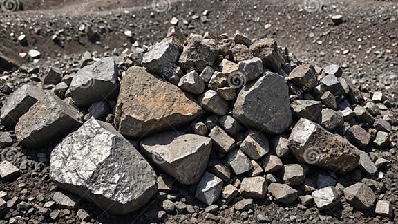 Shimmering Titanium Ore Stack Industrial Mining Concept Stock ...