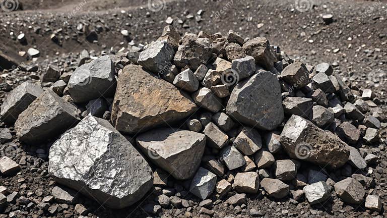 Shimmering Titanium Ore Stack Industrial Mining Concept Stock ...