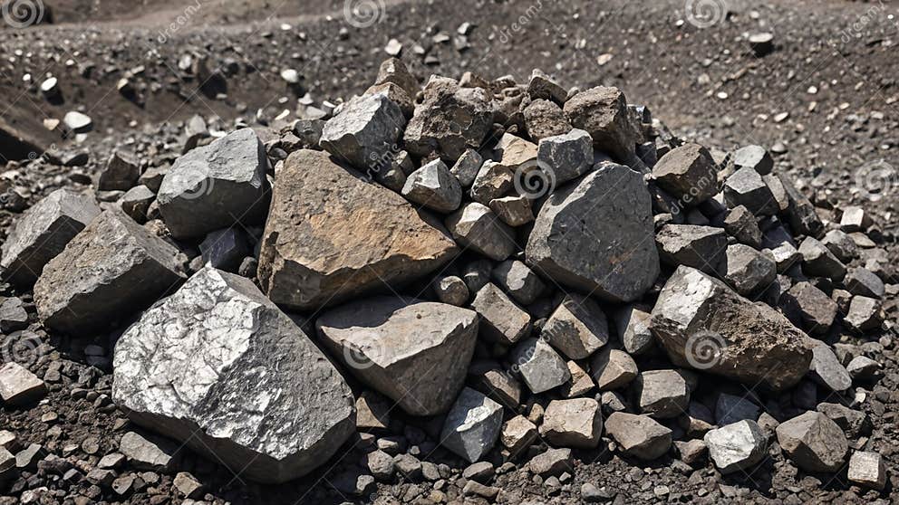 Shimmering Titanium Ore Stack Industrial Mining Concept Stock ...