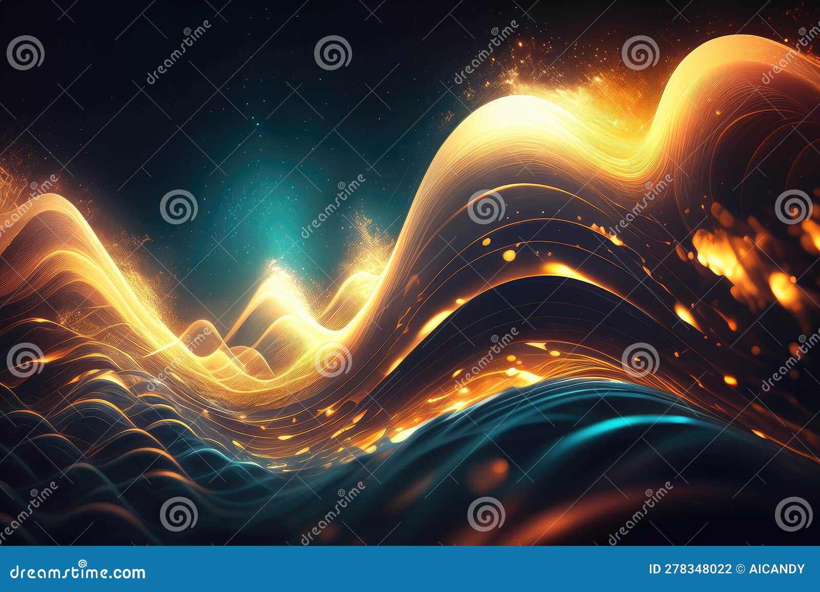 Shimmering Waves of Light Dancing with Ripples in a Digital Realm Stock ...