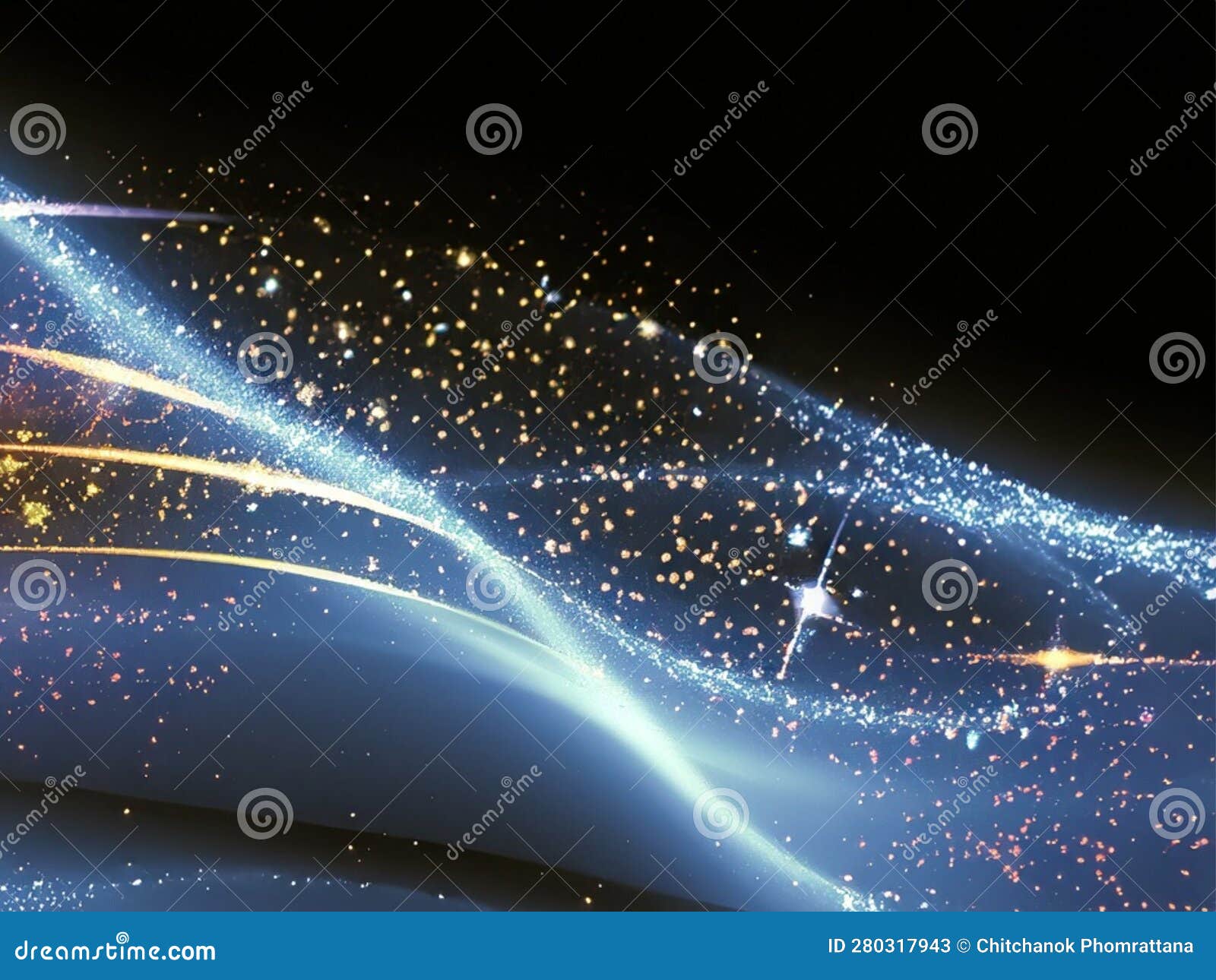 Shimmering Waves with Light Effect Isolated on Black Background ...