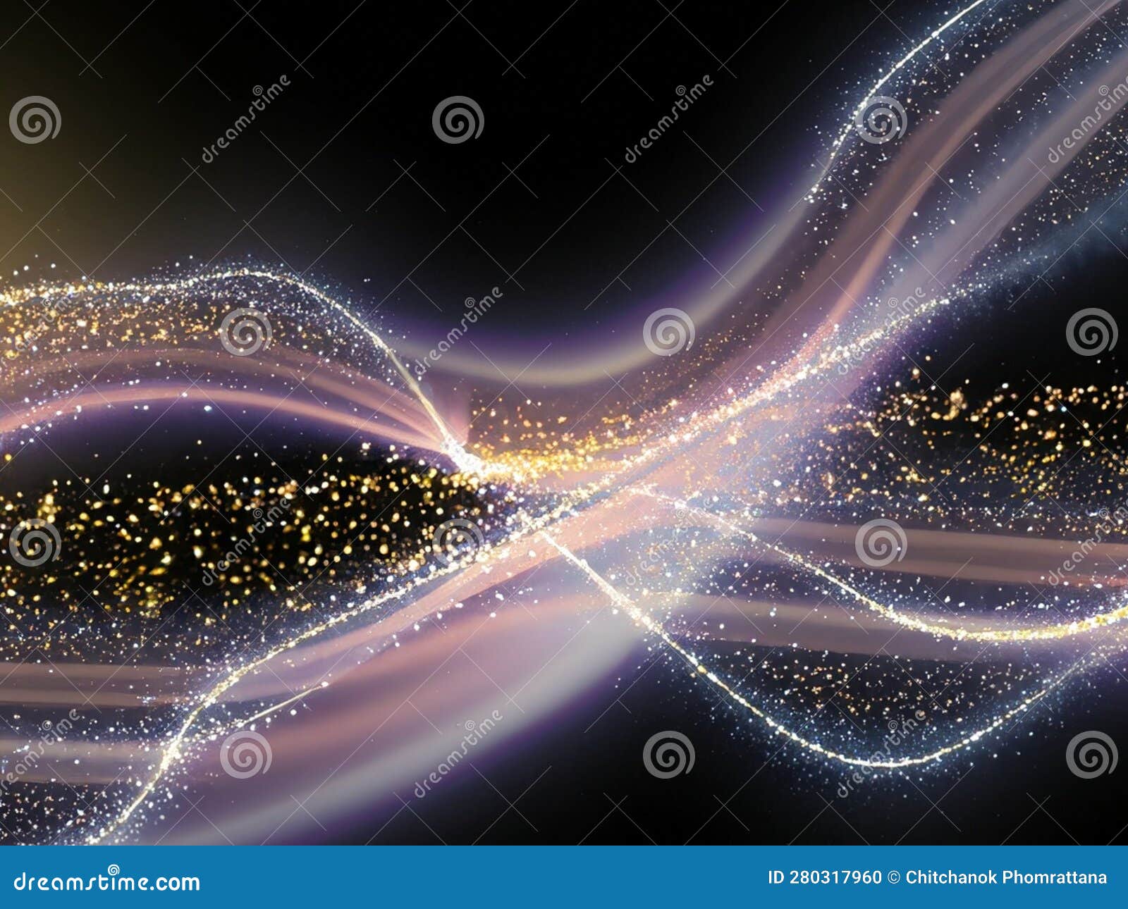 Shimmering Waves with Light Effect Isolated on Black Background ...