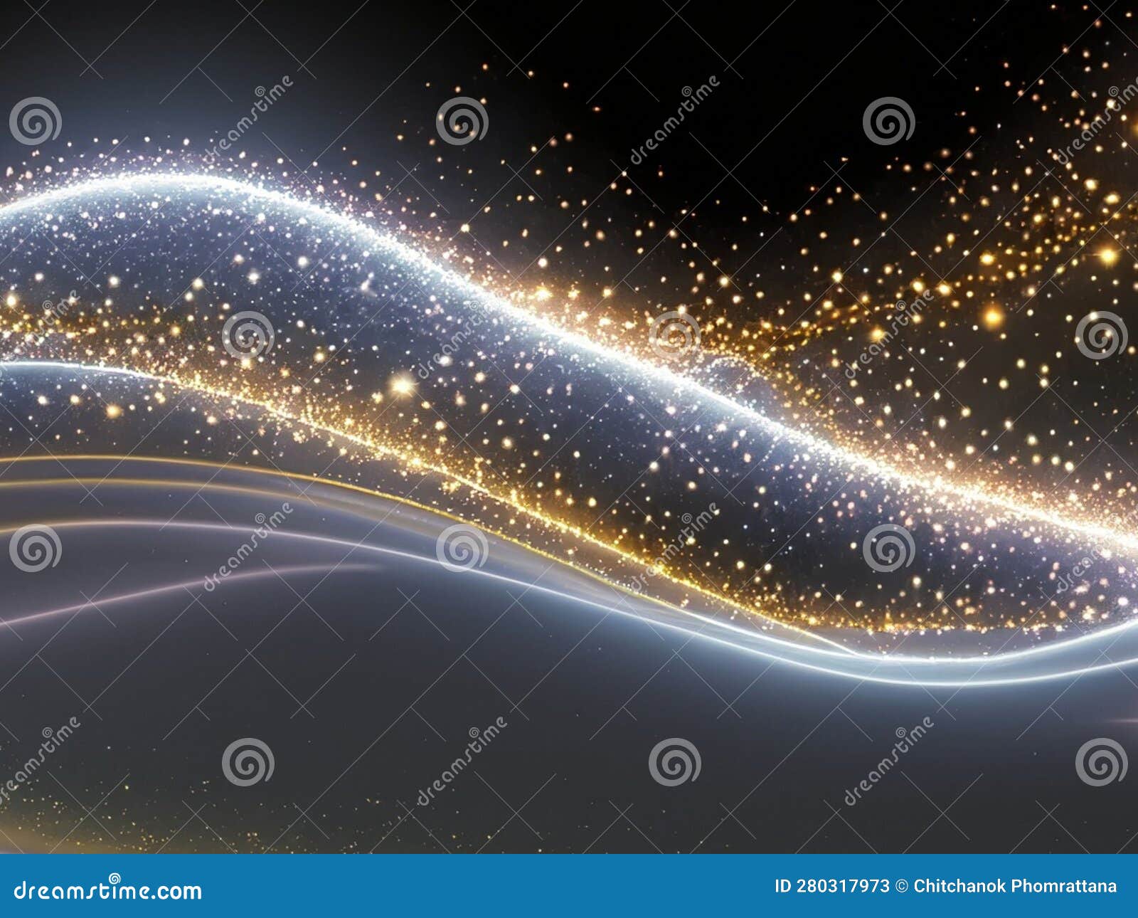 Shimmering Waves with Light Effect Isolated on Black Background ...