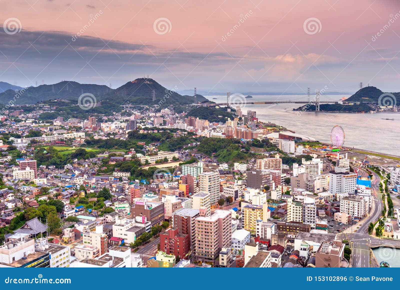 Shimonoseki, Japan Skyline at Dusk Stock Photo - Image of building ...