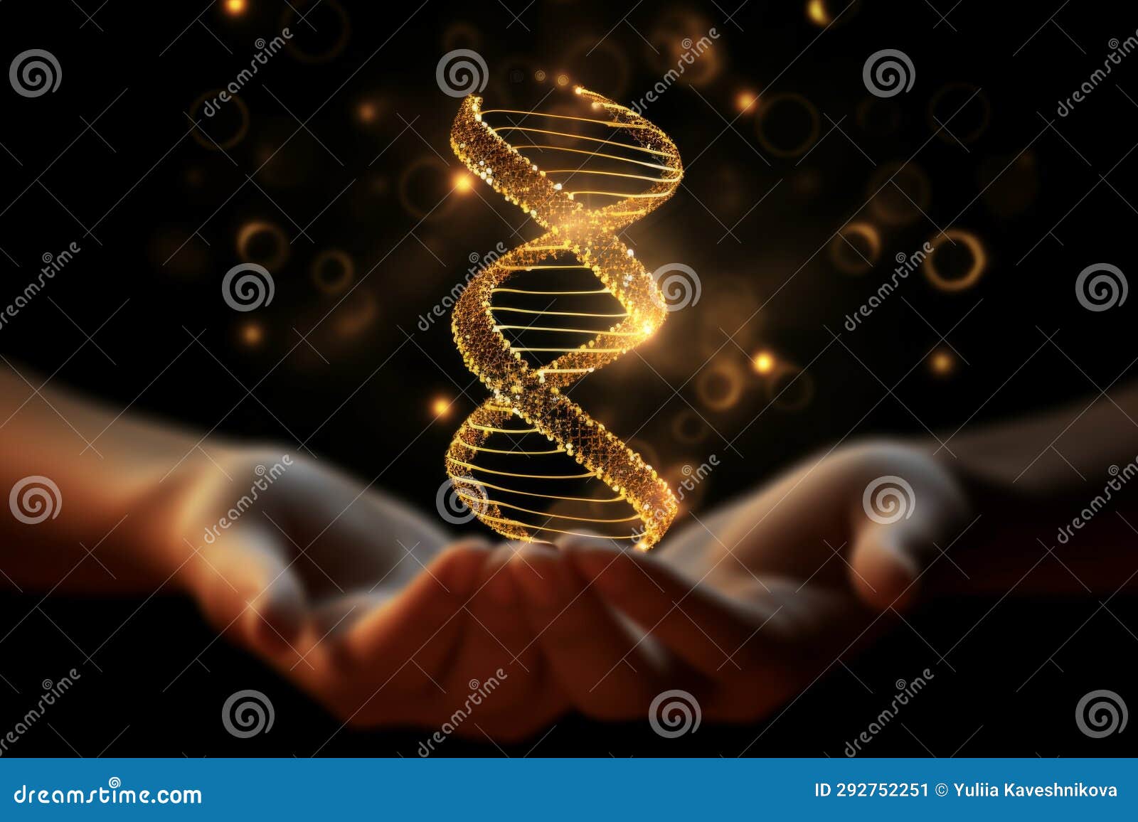 Shine Alien DNA Molecule in Hands Helical Structure Microbiology ...