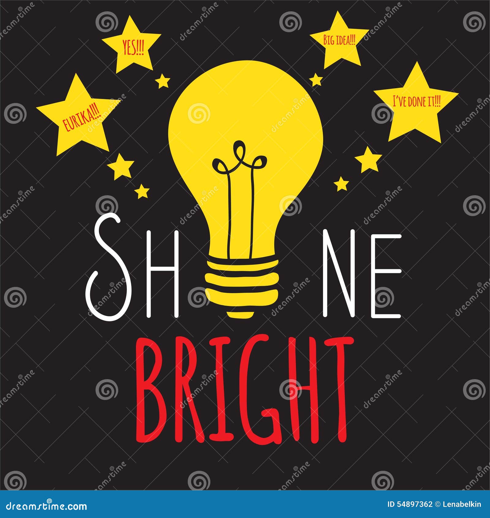 Eureka. Lettering Composition With Light Bulb. Vector Illustration ...