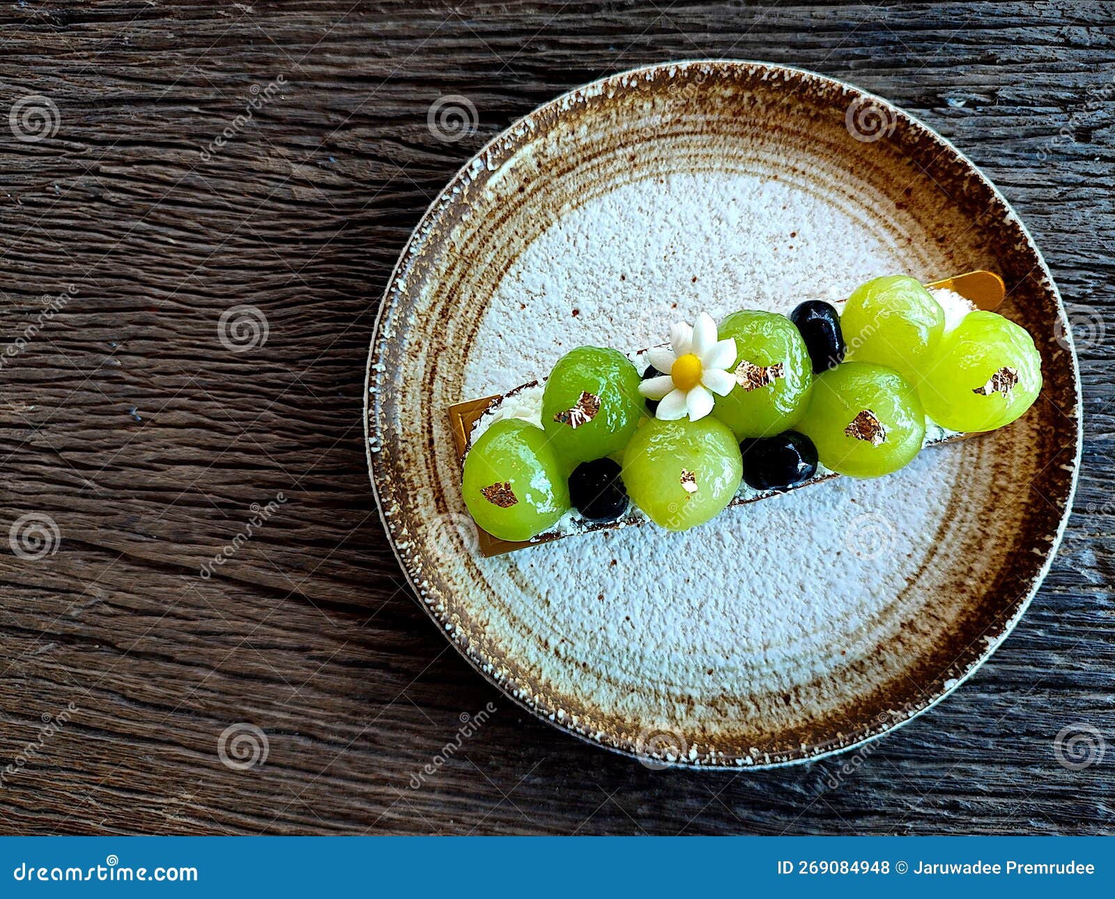 Shine Muscat Grape Cake on the Table Stock Photo - Image of food ...