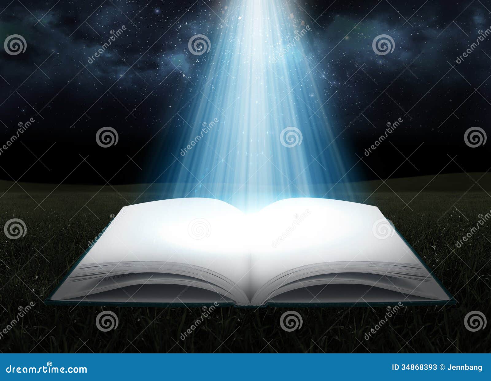 Shine on Open Book at Night Stock Illustration - Illustration of ...