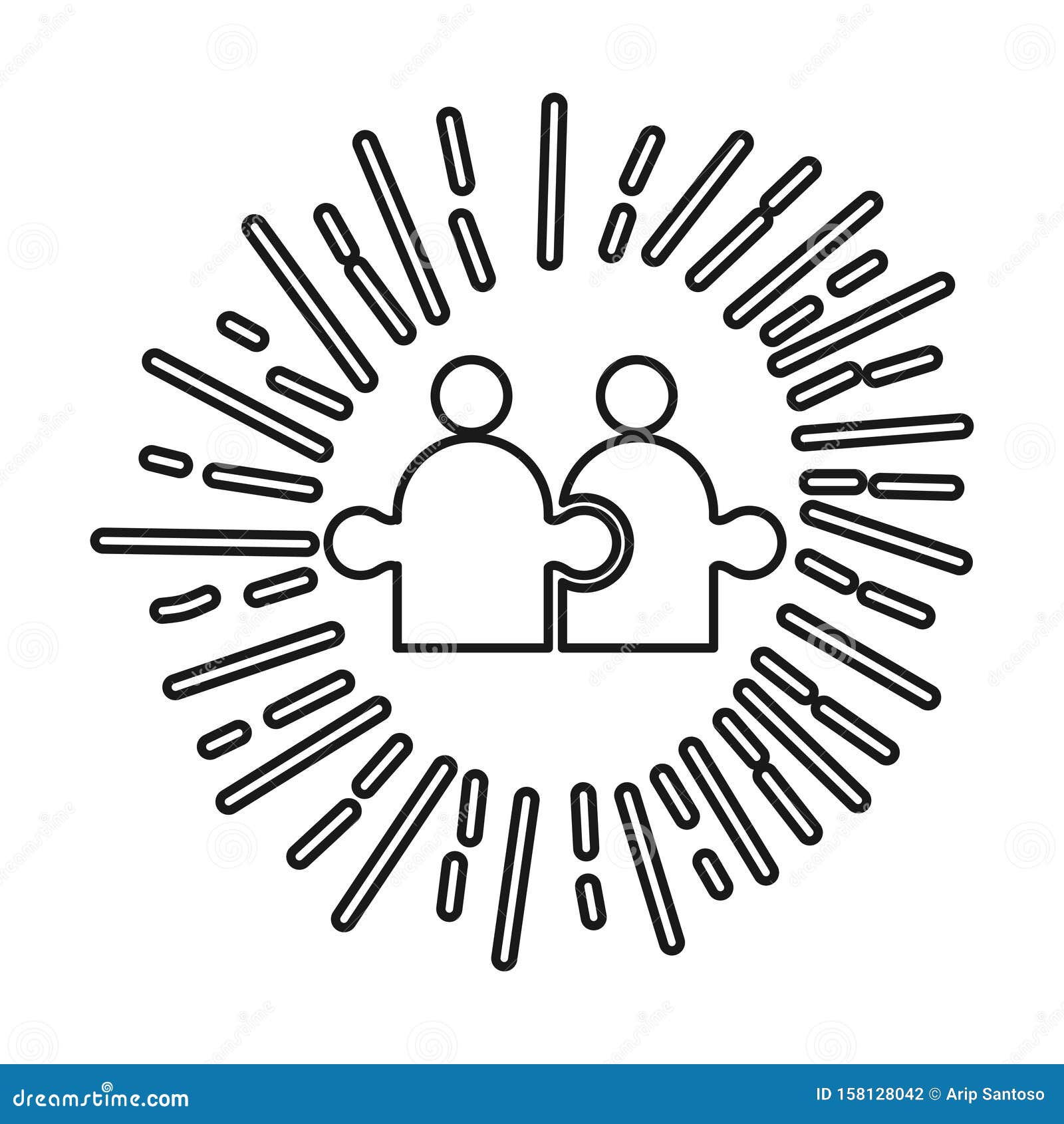 Shine Puzzle People Commitment Teamwork Together Outline Logo Vector ...