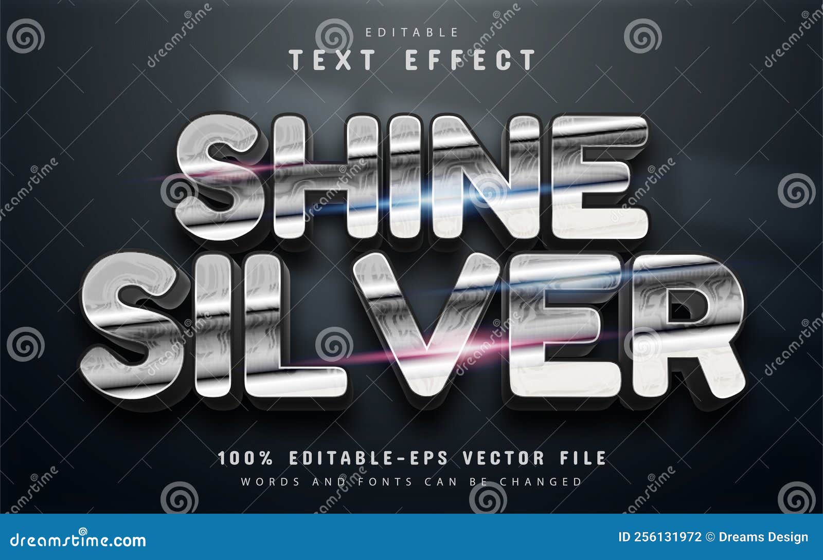 Shine silver text effect stock vector. Illustration of element - 256131972