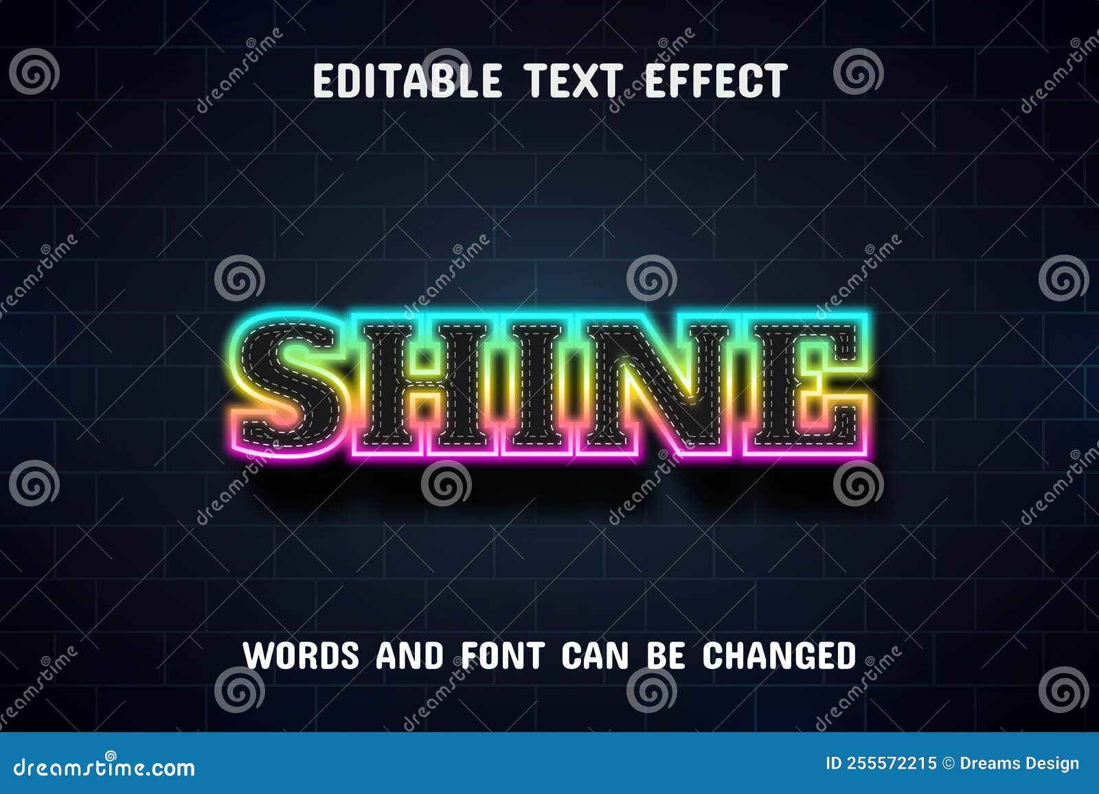 Shine Text - Neon Style Text Effect Editable Stock Vector ...