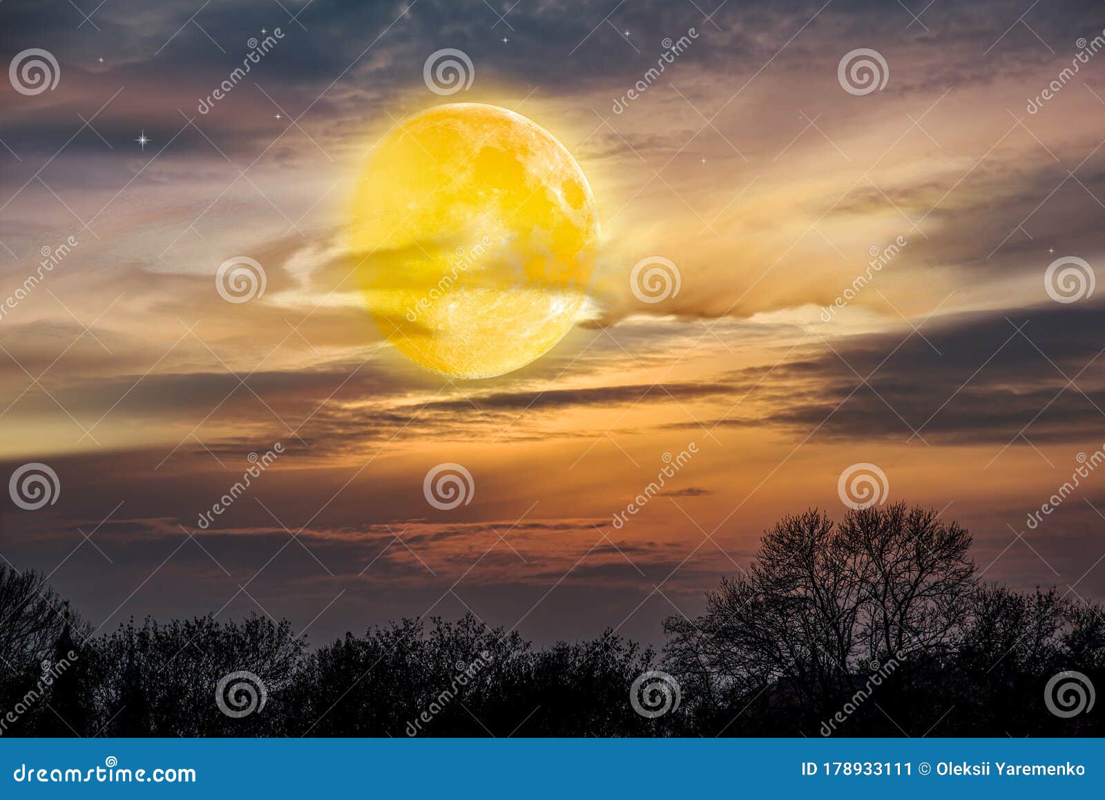 Night sky and bright moon. stock image. Image of mystic - 178933111