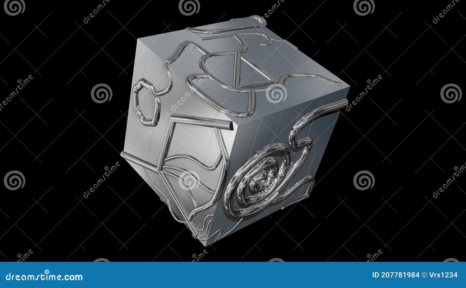 3d Geometry Techno Cubes. Chrome Box . 3d Render Illustration View 4 Stock Illustration ...