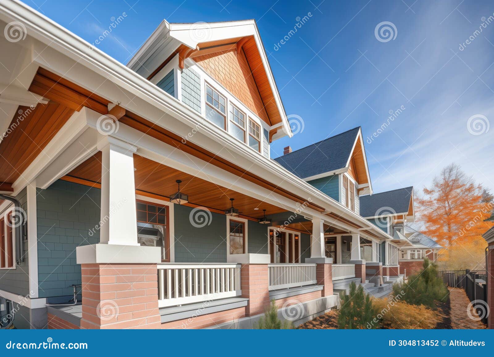 Shingle Style Architecture with Copper Gutters and Trim Detail Stock ...