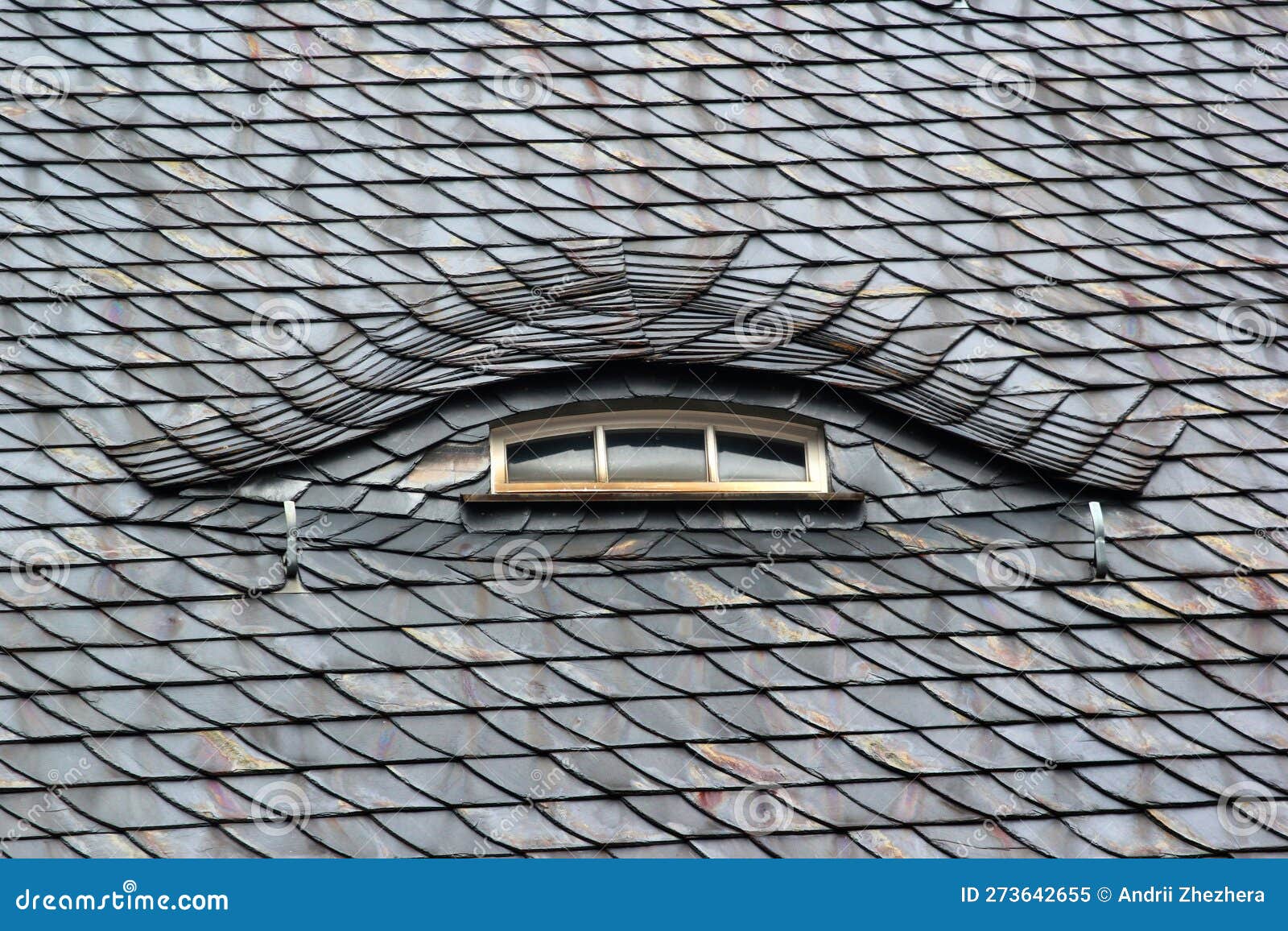 Shingled Roof with Small Eye-like Attic Window Stock Image - Image of ...