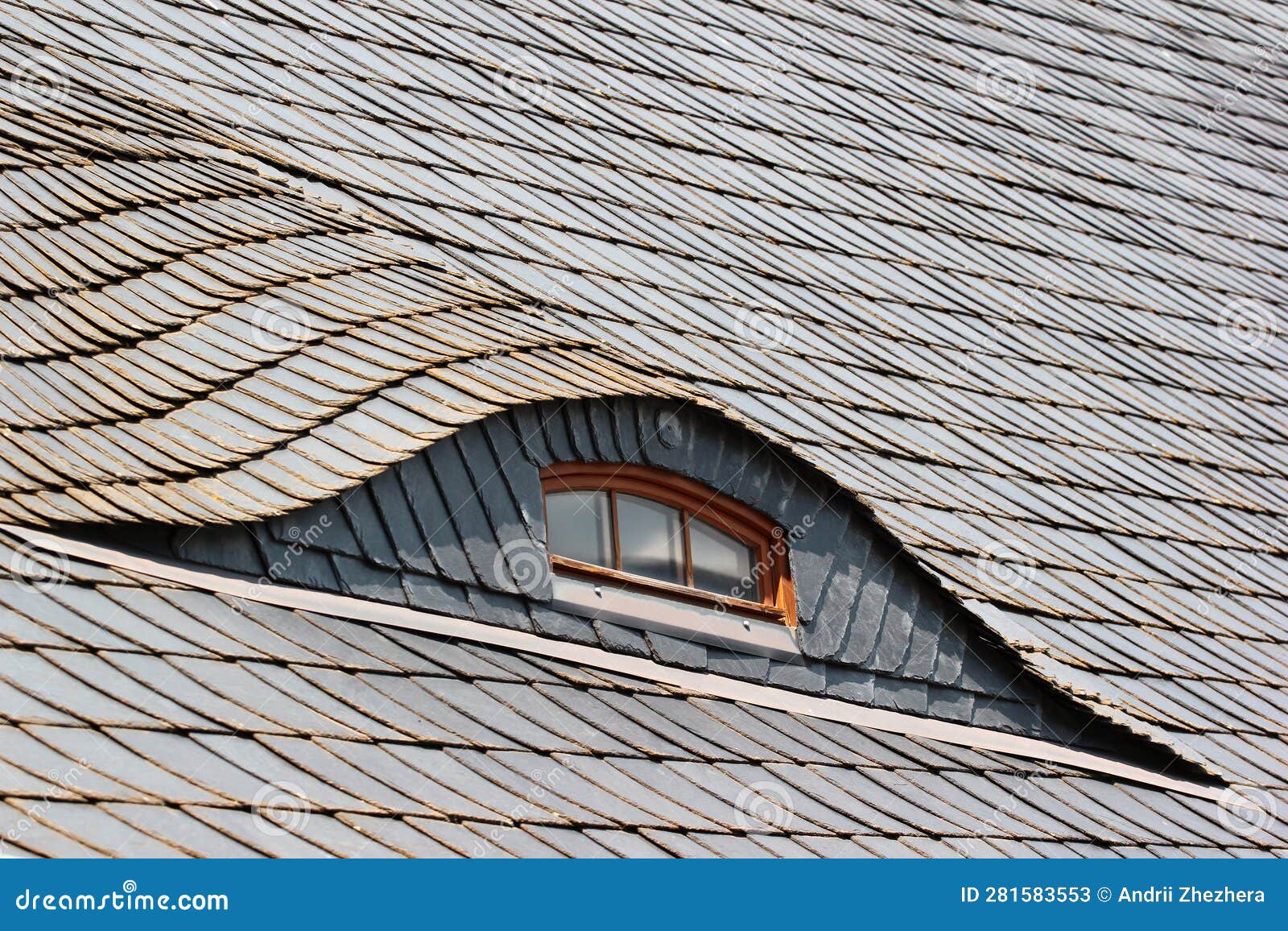 Shingled Roof with Small Eye-like Attic Window Stock Image - Image of ...