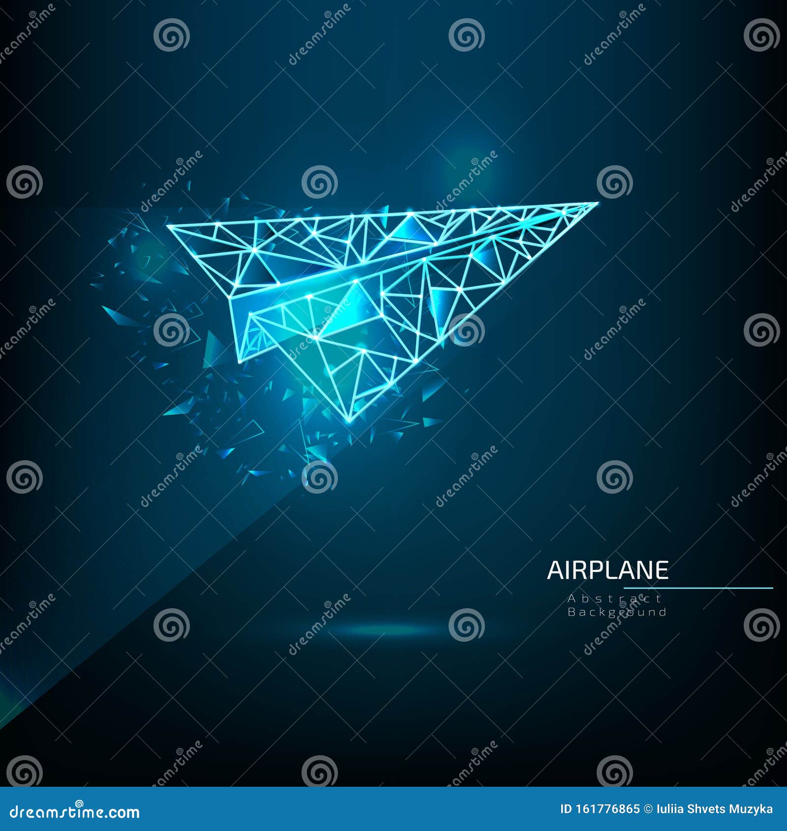 Shining Airplane, Consisting of Triangles, Points and Lines Stock ...