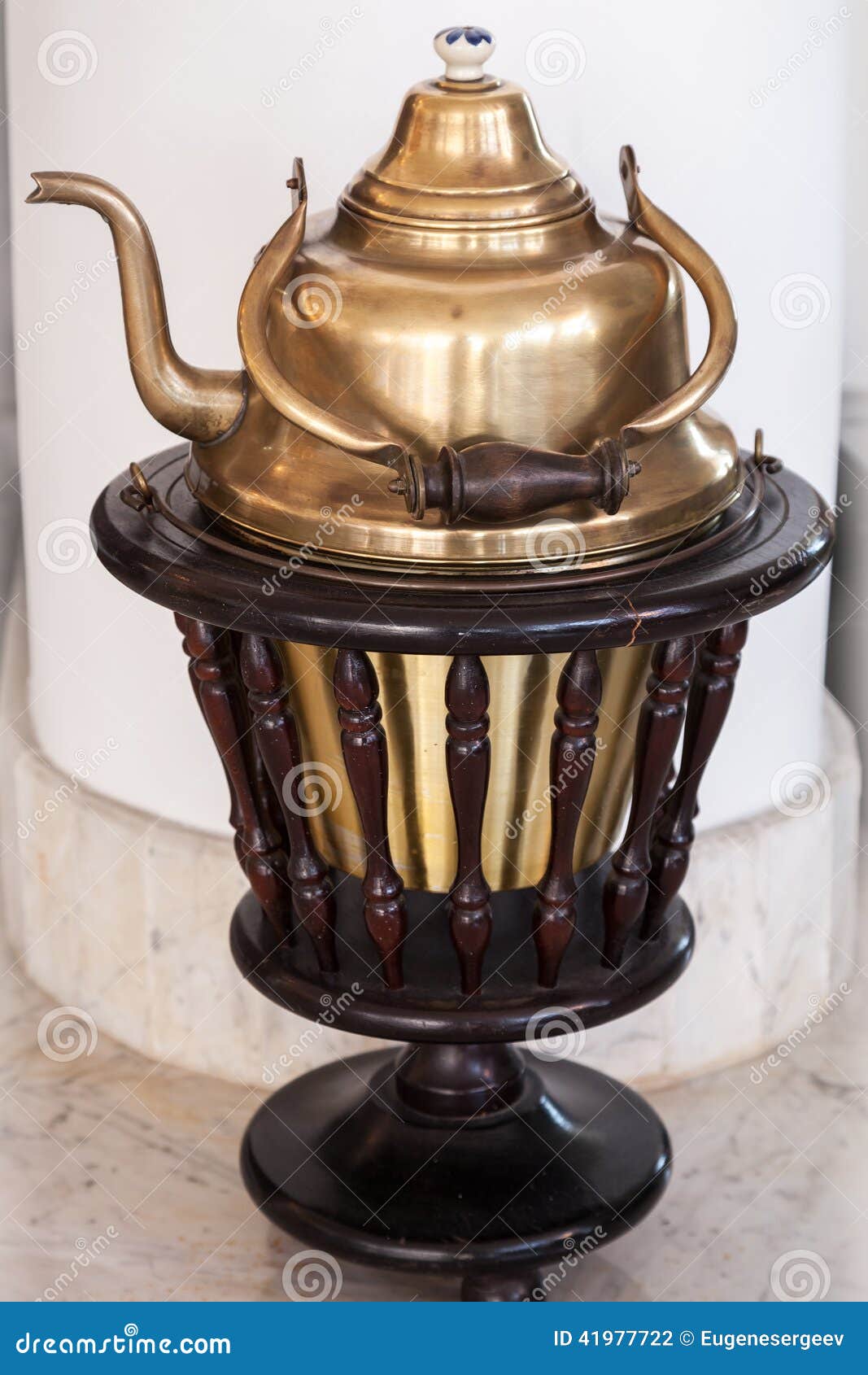 Shining Arabic Teapot on Wooden Base Stock Photo - Image of background ...