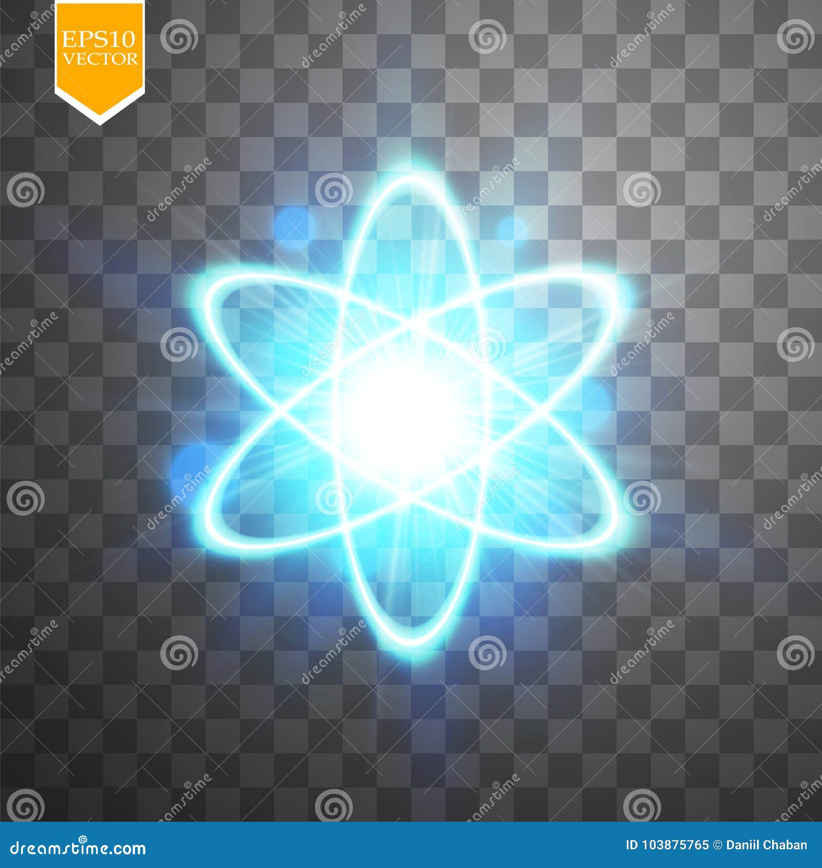 Shining Atom Scheme. on Black Transparent Background Stock Vector ...
