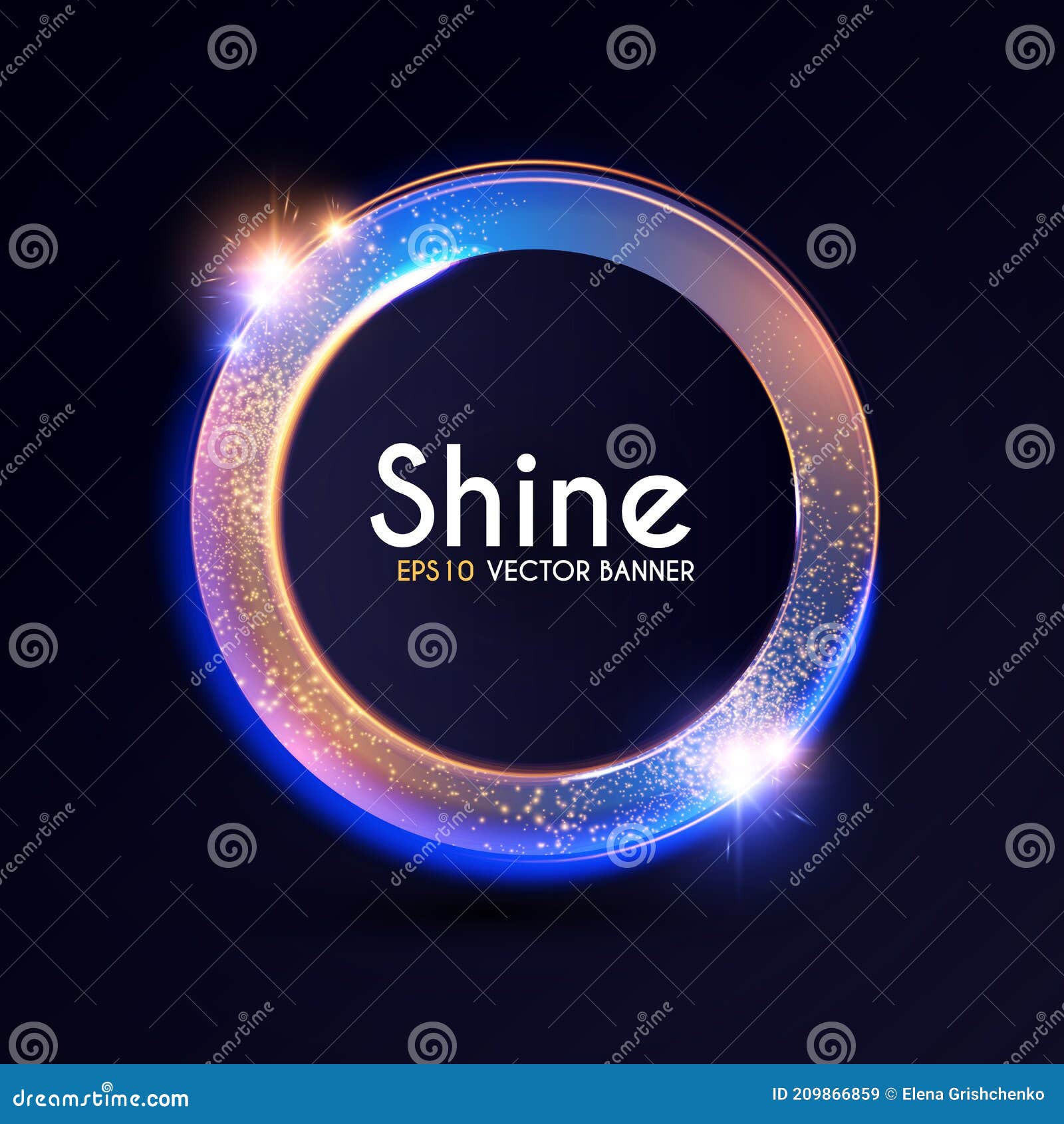 Shining Banner with Gold Dust. Futuristic Light Effect Stock Vector ...
