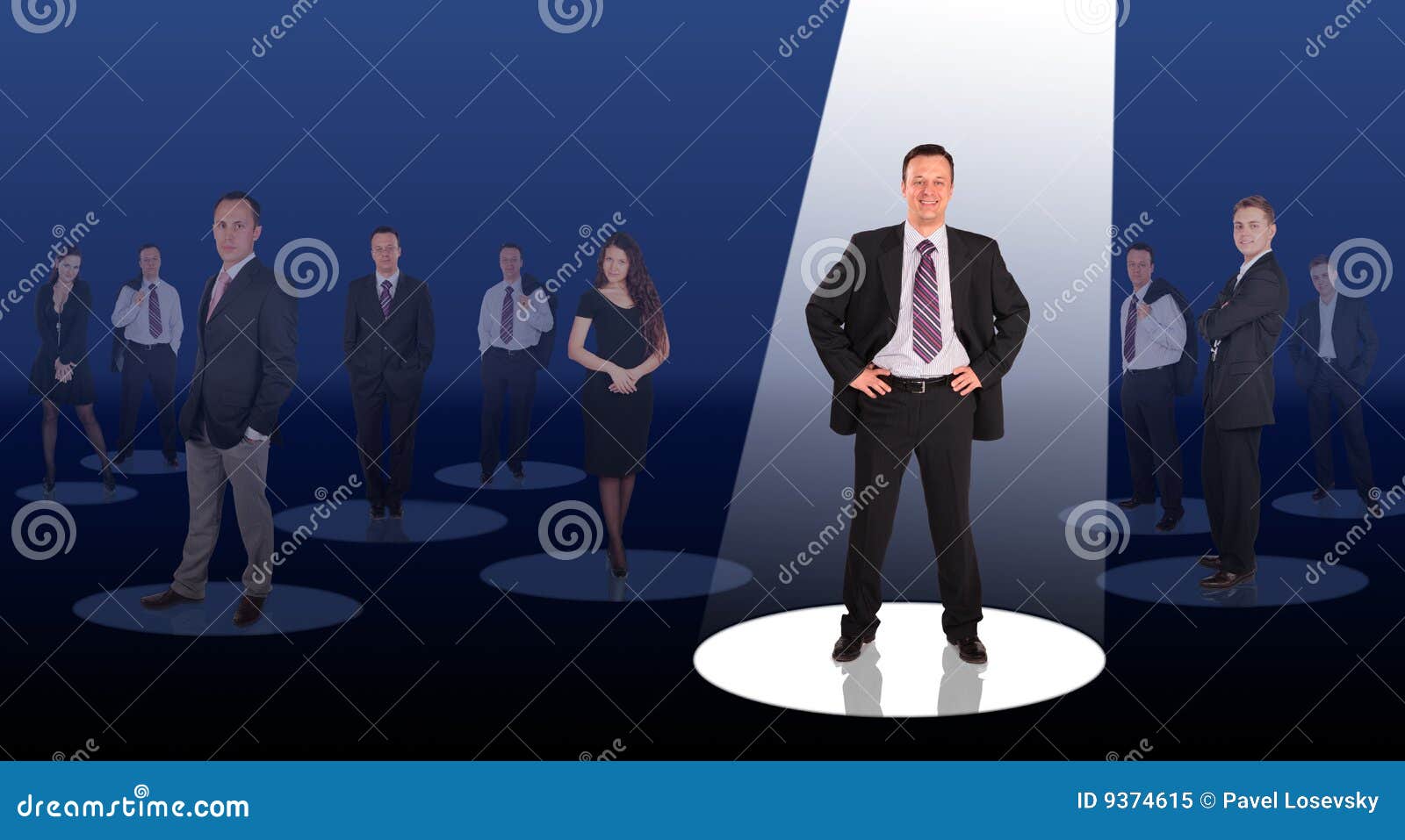Shining a Beam at the Company Leader Collage Stock Image - Image of ...
