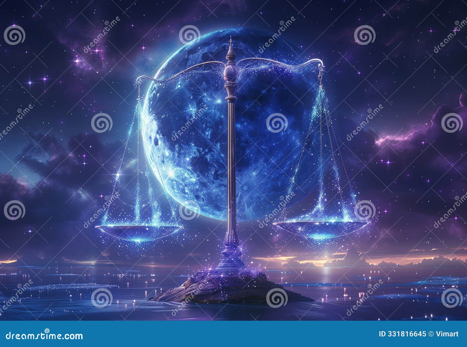 Shining Blue Libra Zodiac Sign. Astrological Zodiac Sign Libra on Black ...