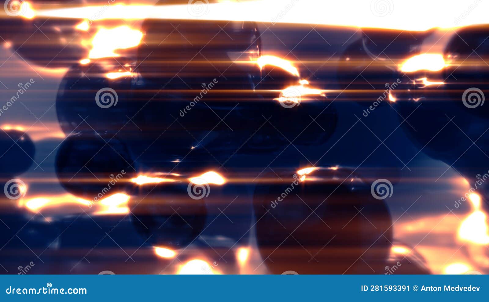 Shining Blue Slime Bland Bubbles Particles - Dark Bokeh Bg - Abstract 3D Rendering Stock ...