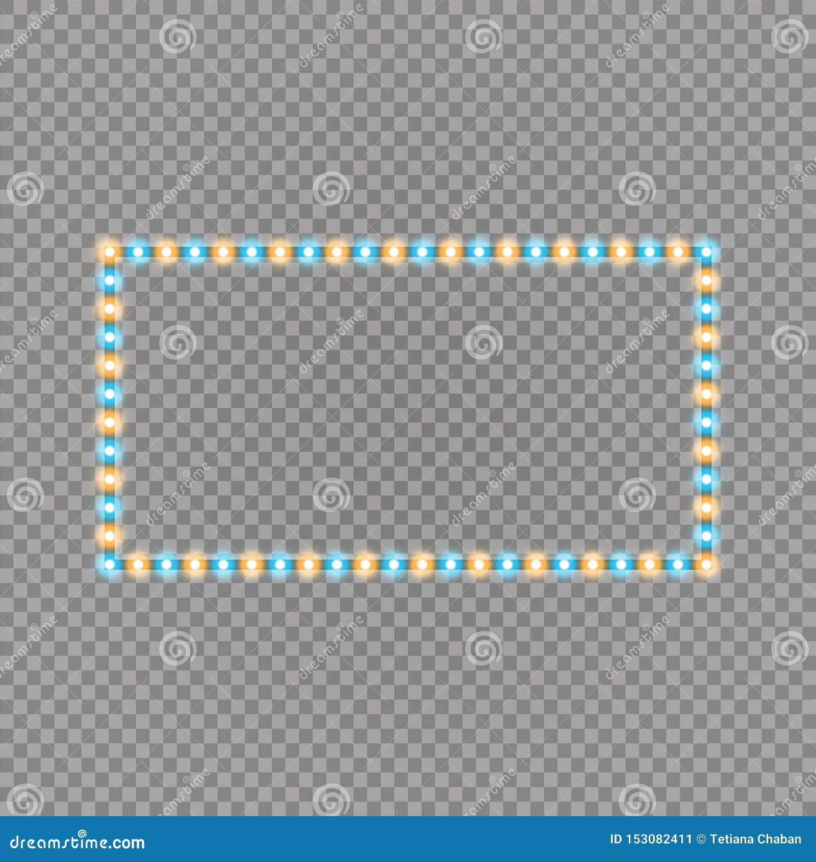 Shining Blue and Yellow Led Vector Rectangle Frames, Neon Illumination ...
