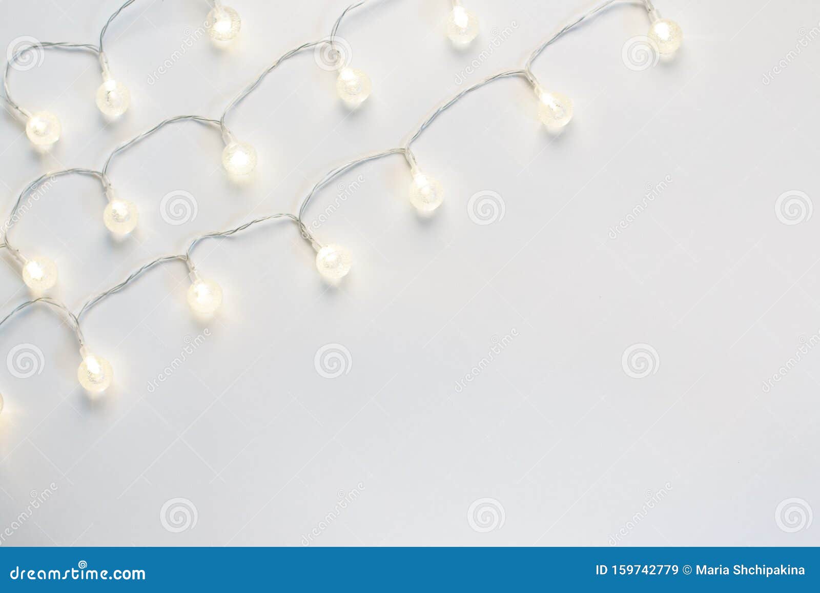 Shining Christmas Lights Border with Copy Space on White Background ...