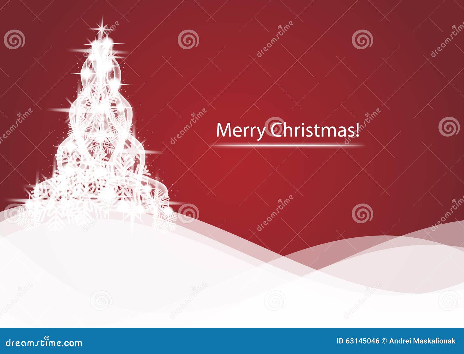 Shining Christmas Tree on Red Abstract Background Stock Vector ...
