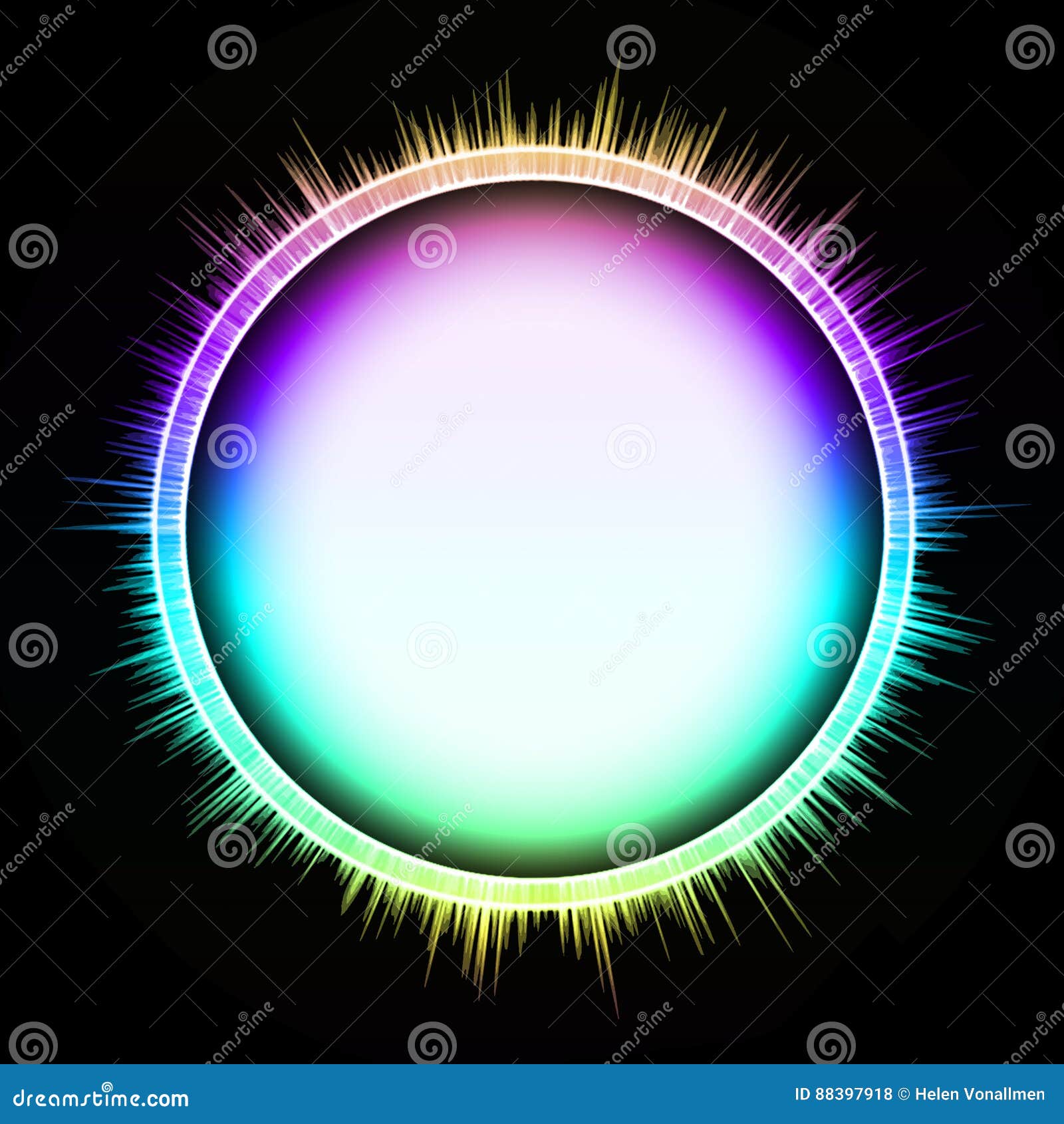 Shining Circle Mandala, Black Background Stock Illustration ...