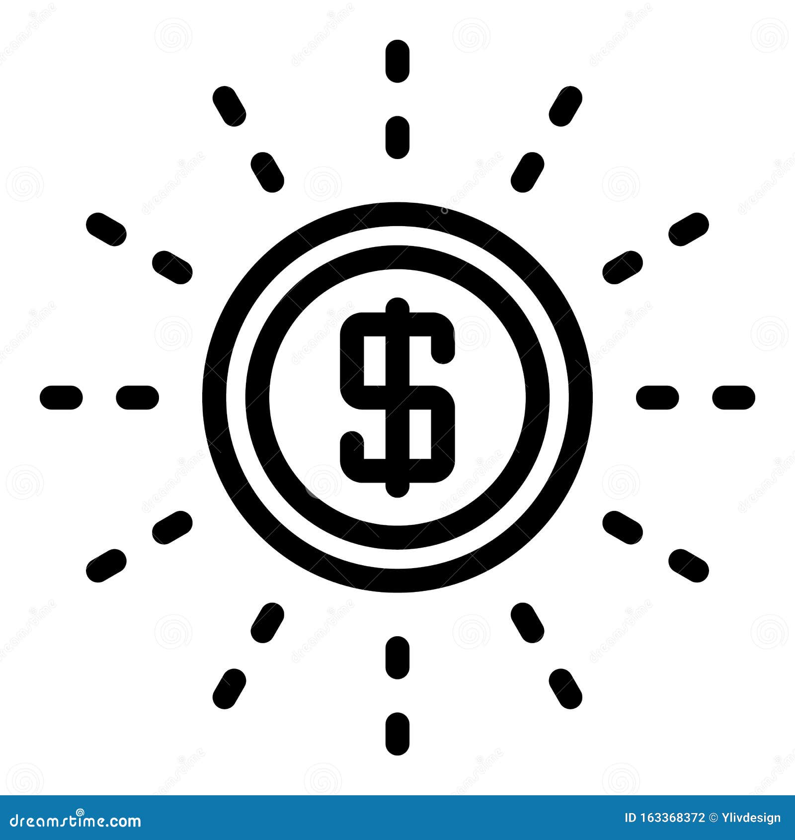 Shining Coin Icon, Outline Style Stock Vector - Illustration of ...