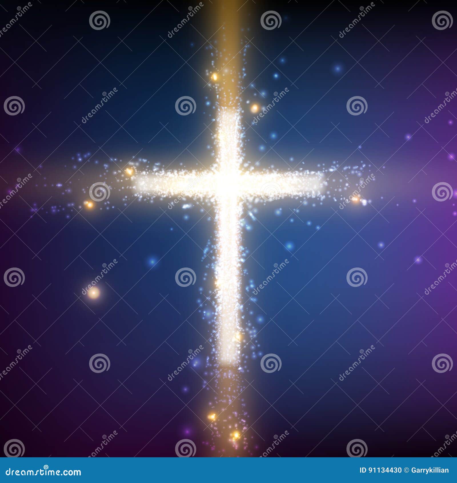 Shining Cross on Colorful Background with Backlight and Glowing ...
