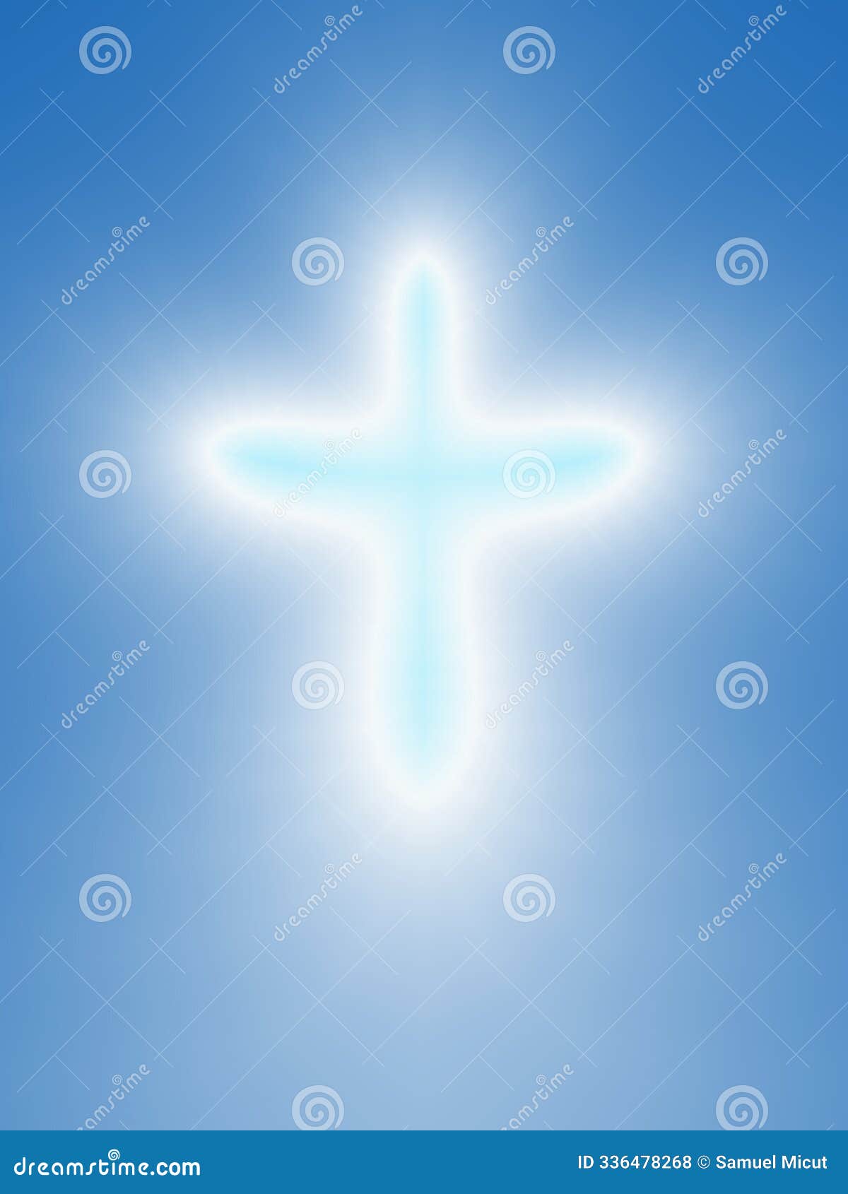 Shining Cross on a Light Blue Background Stock Illustration ...