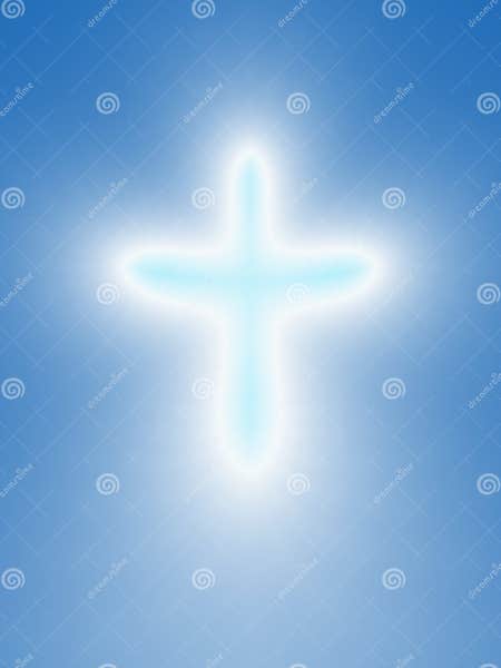 Shining Cross on a Light Blue Background Stock Illustration ...
