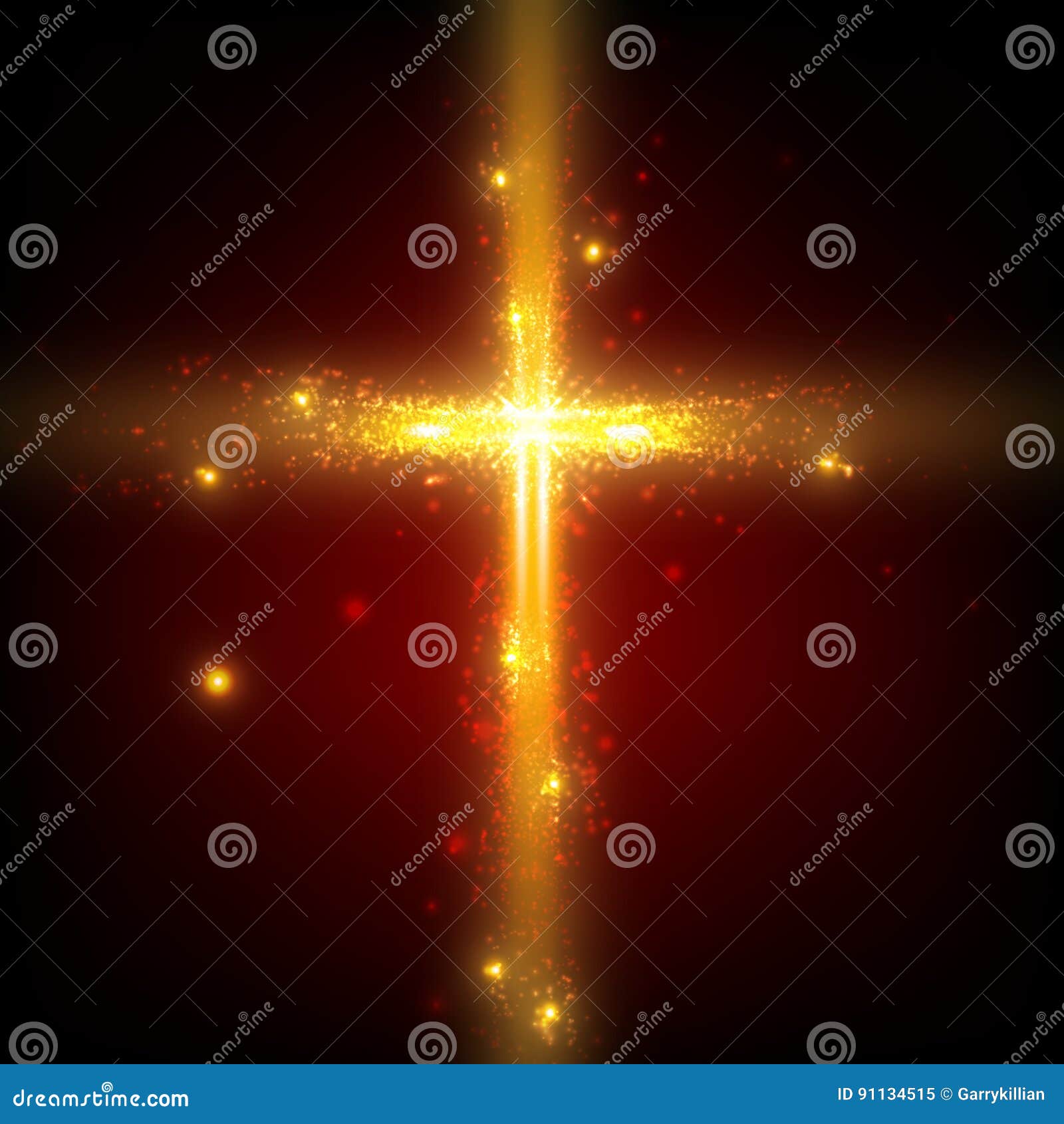 Shining Cross on Red Background with Backlight and Glowing Orange ...